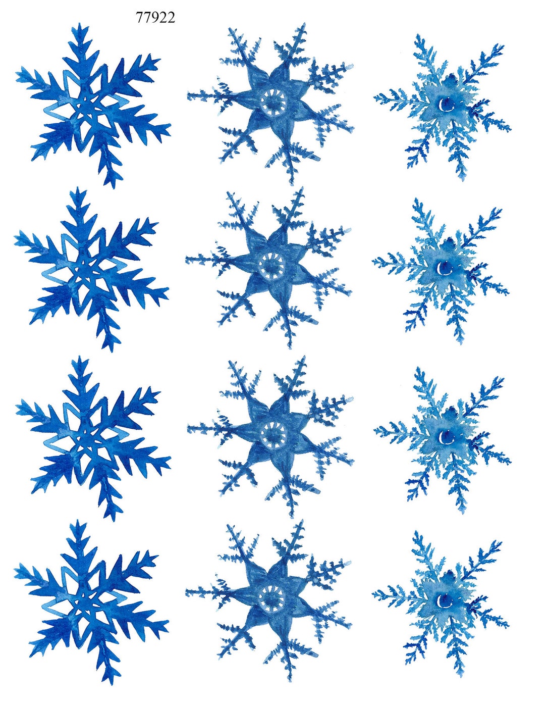 Watercolor Snowflakes - Overglaze Ceramic Decals- Enamel Decal - Glass ...
