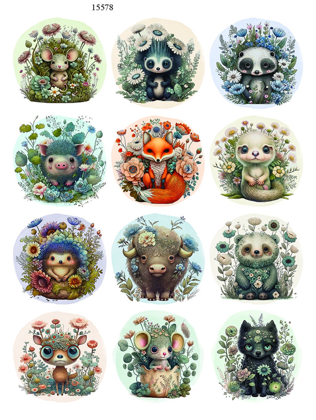 Whimsical Forest Animals - Ceramic Decals- Enamel Decal - Fusible Decal ...