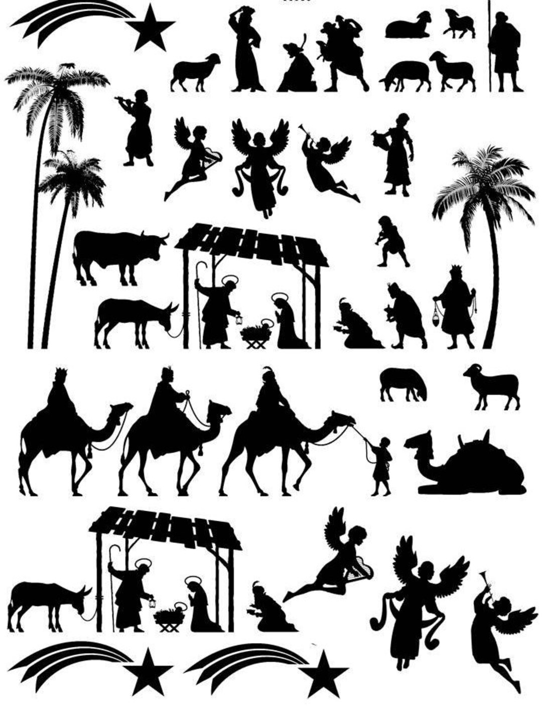 Nativity Silhouettes - Ceramic Decals- Enamel Decal - Glass Decal ...