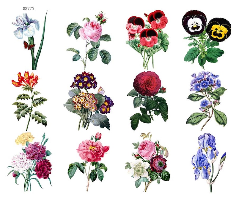 Vintage Flowers Ceramic Decals Enamel Decal Fusible Decal - Etsy