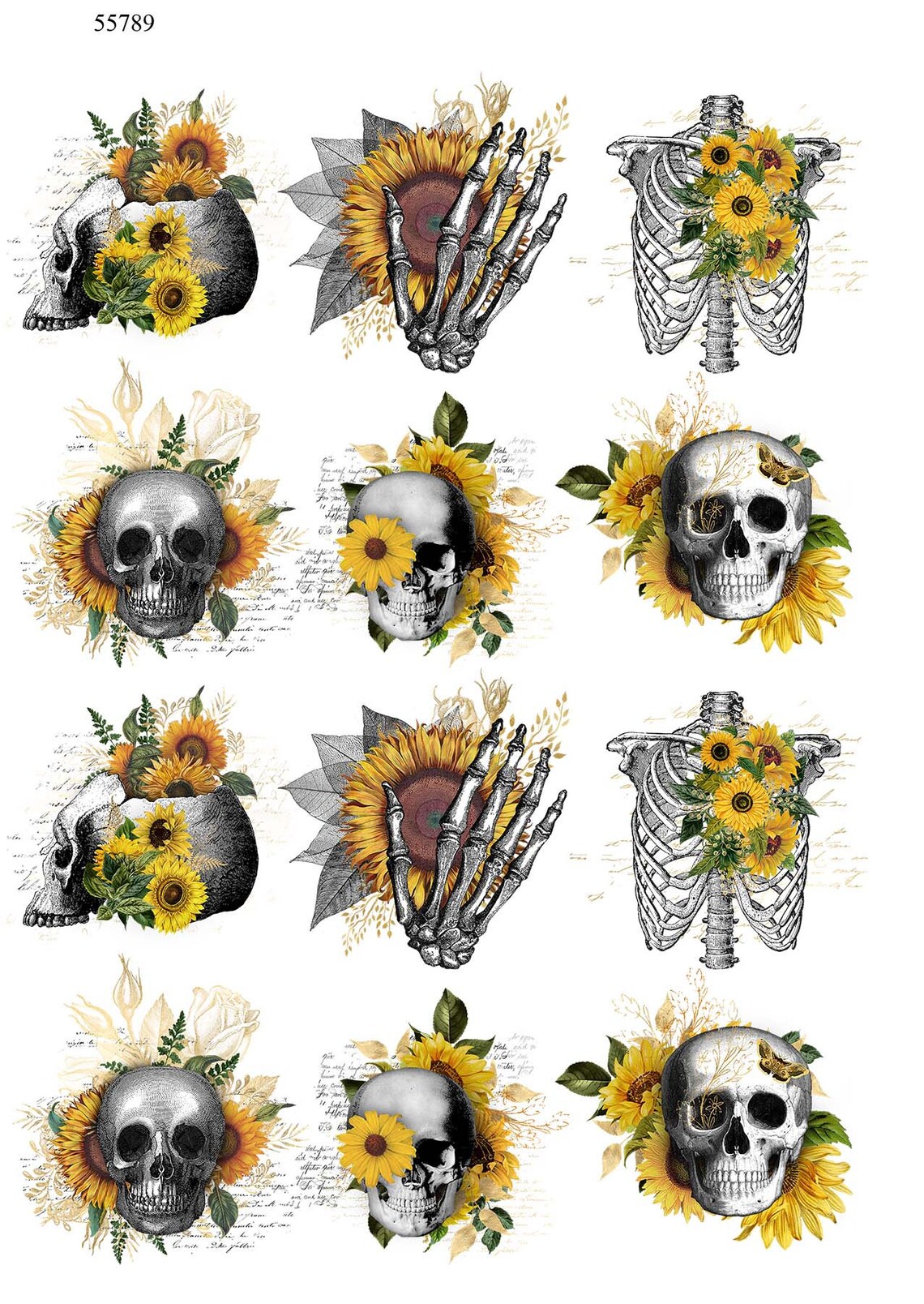 Calaveras y girasoles Halloween Calcomanías de cerámica - Etsy España