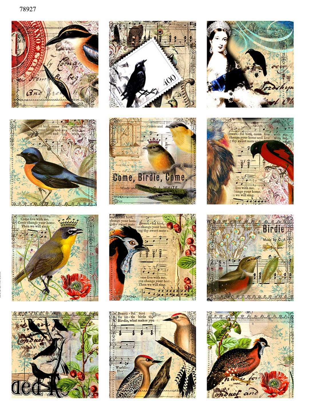 Vintage Birds - Ceramic Decals- Enamel Decal - Glass Decal- 78927 - Etsy