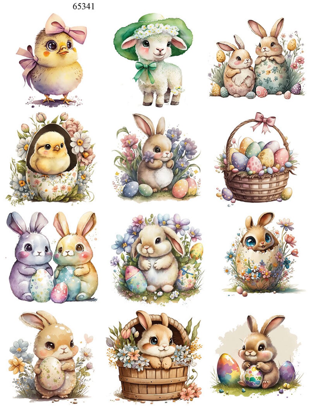 Easter Art - Rabbits - Ceramic Decals- Enamel Decal - Fusible Decal ...