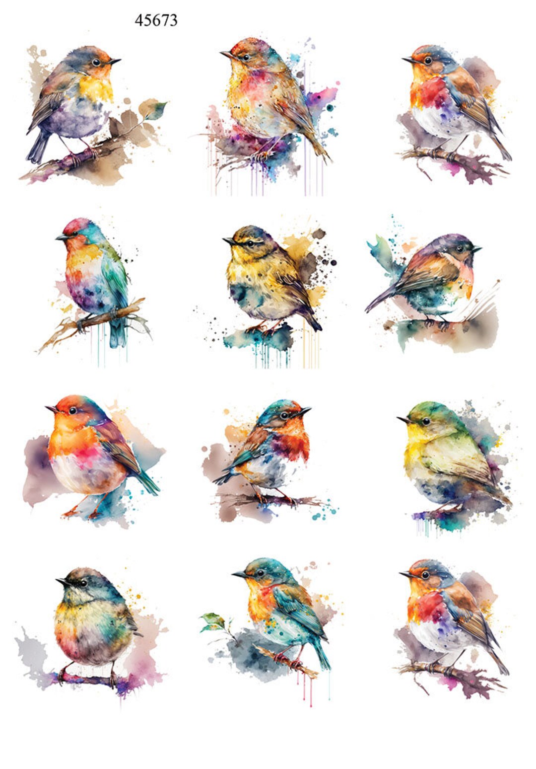 Watercolor Birds - Ceramic Decals- Enamel Decal - Glass Decal- 45673 - Etsy