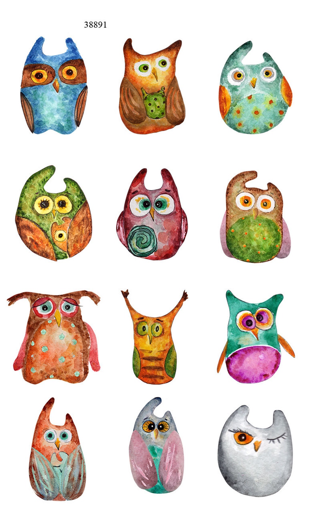 Funny Owls - Ceramic Decals- Enamel Decal - Fusible Decal - Glass ...