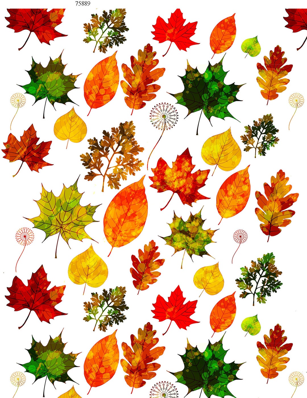 Seamless Fall Leaves - Ceramic Decals- Enamel Decal - Glass Decal ...