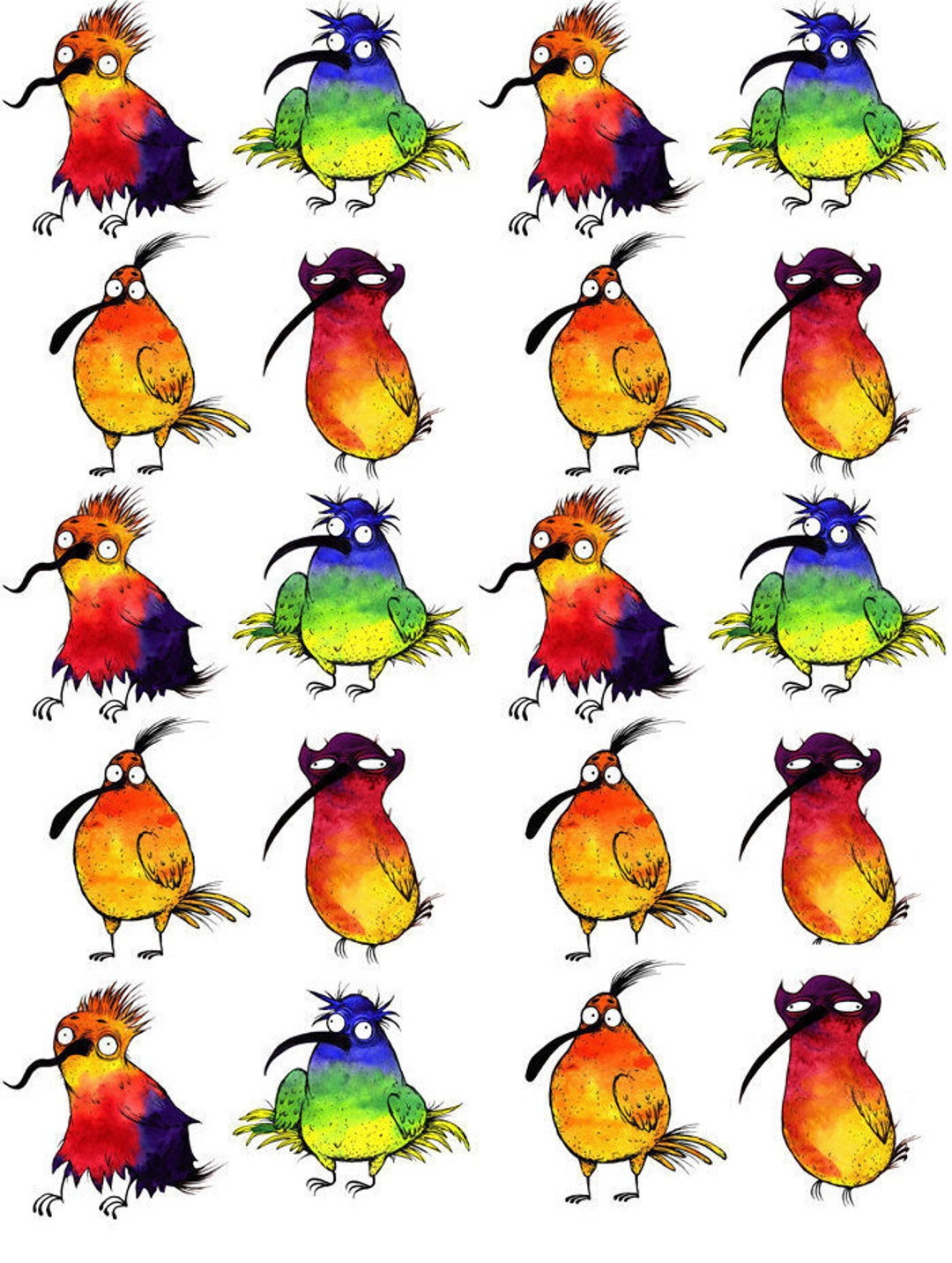 Crazy Beek Birds - Ceramic Decals- Enamel Decal - Glass Decal- 41518 - Etsy