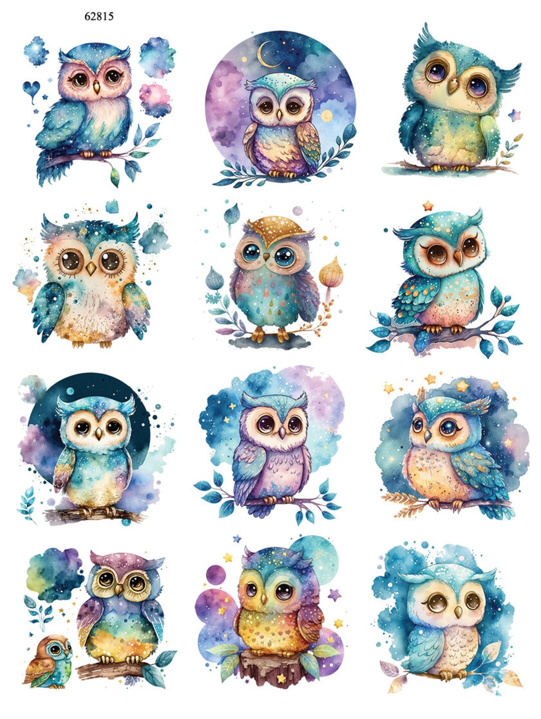 Super Cute Owls - Ceramic Decals- Enamel Decal - Glass Decal- 62815 - Etsy