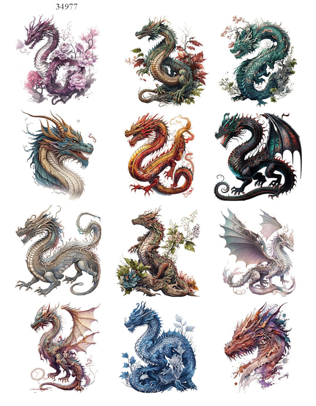 Oriental Dragons - Ceramic Decals- Enamel Decal - Glass Decal- 34977 - Etsy