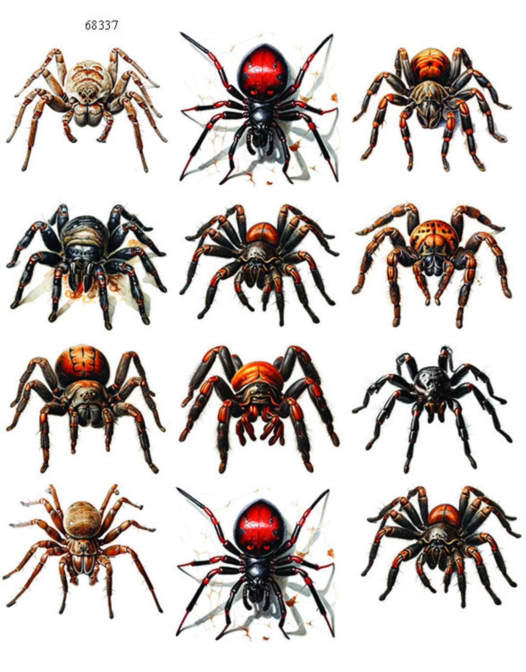 Scary Creepy Spiders Halloween Ceramic Decals Enamel Decal Fusible ...