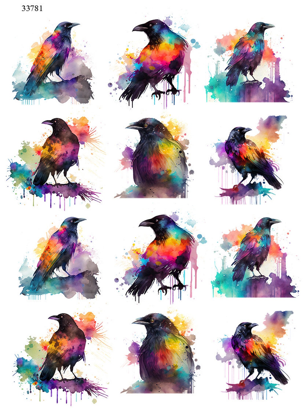 Colorful Ravens - Halloween ~ Ceramic Decal - Glass Decal ~LEAD FREE ...