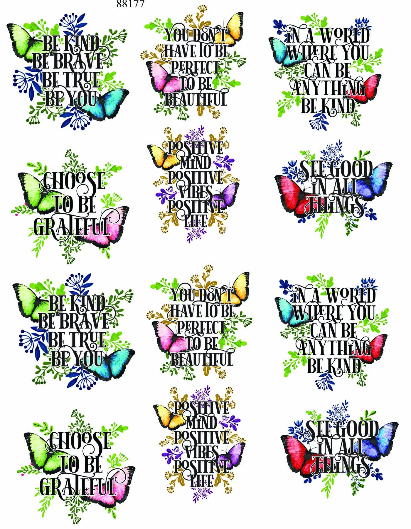 Positive Messages Butterflies Ceramic Decals Enamel Decal - Etsy