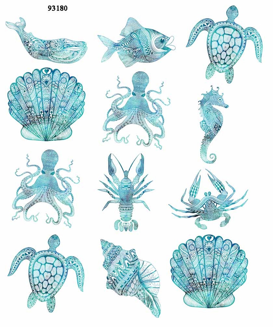 Ocean Life Set ~ Ceramic Decal - Glass Decal ~LEAD FREE & Food Safe ...