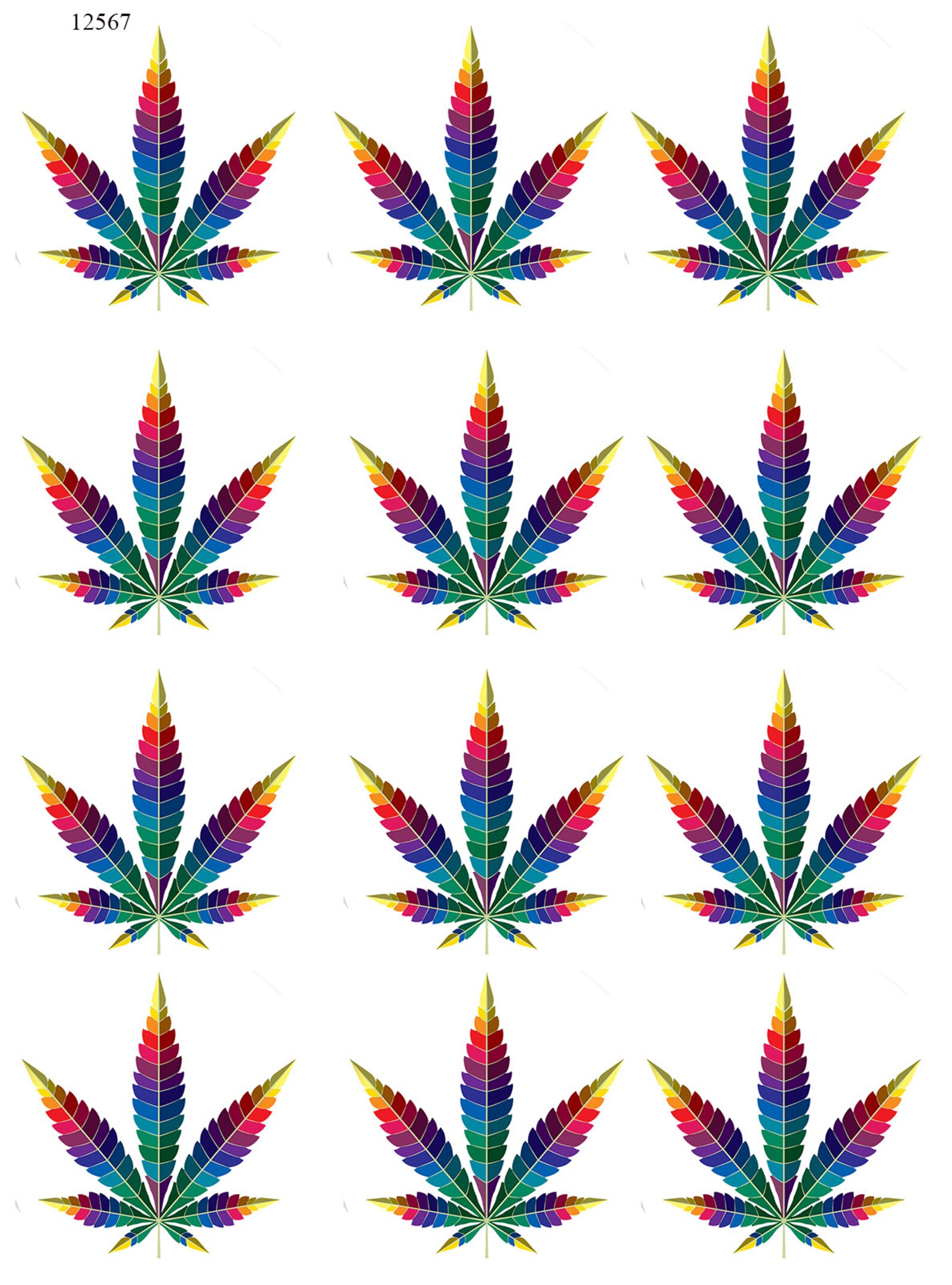 Colorful Marijuana Leaves Ceramic Decals Enamel Decal Fusible Decal ...