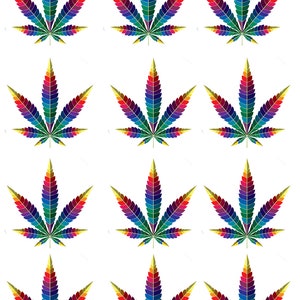 Colorful Marijuana Leaves - Ceramic Decals- Enamel Decal - Fusible ...