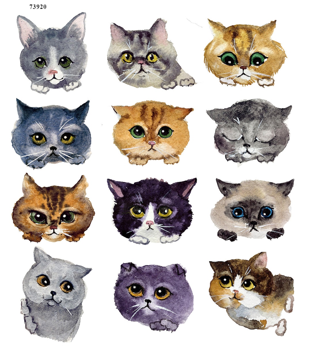 Watercolor Cats - Ceramic Decals- Enamel Decal - Glass Decal- 73920 - Etsy