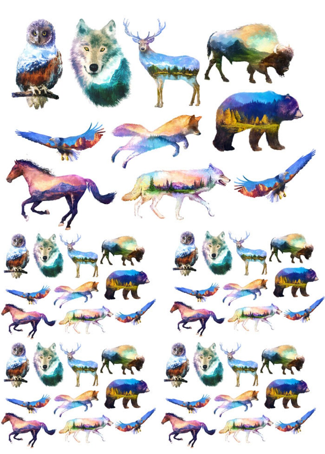 Watercolor Wildlife - Ceramic Decals- Enamel Decal - Fusible Decal ...