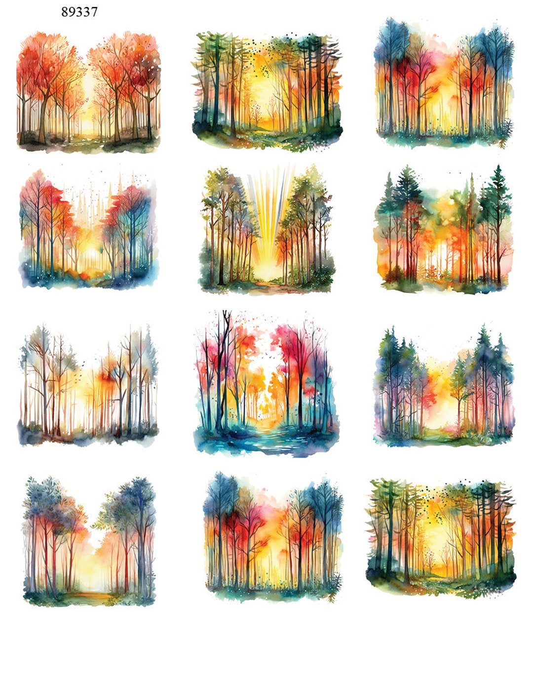 Sunset Forest - Leaves - Ceramic Decals- Enamel Decal - Glass Decal ...