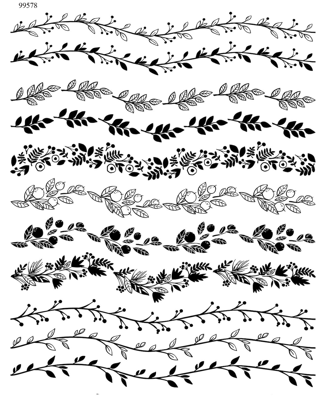 Leaf Borders - Ceramic Decals- Enamel Decal - Glass Decal- 99578 - Etsy