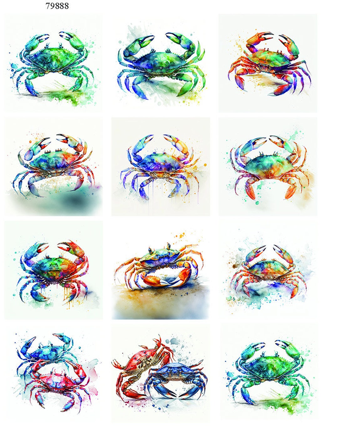 Colorful Crabs - Ceramic Decals- Enamel Decal - Glass Decal- 79888 - Etsy