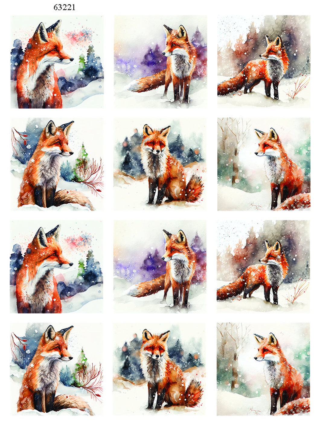 Winter Fox - Ceramic Decals- Enamel Decal - Glass Decal- 63221 - Etsy