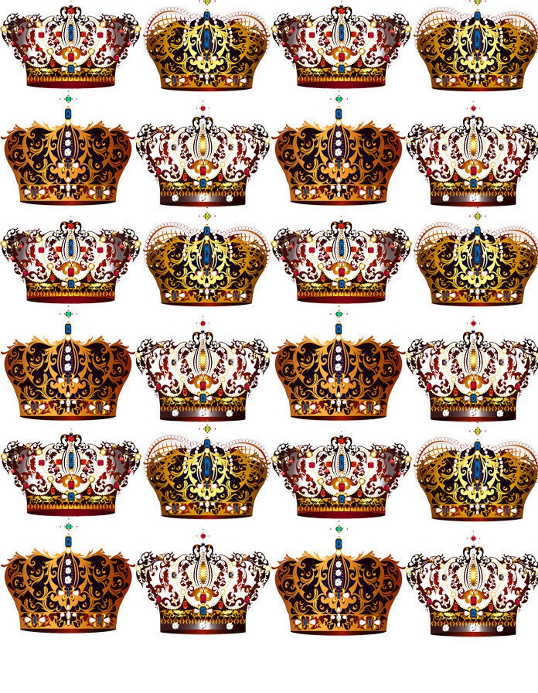 Gold Colorful Crowns - Ceramic Decals- Enamel Decal - Glass Decal ...