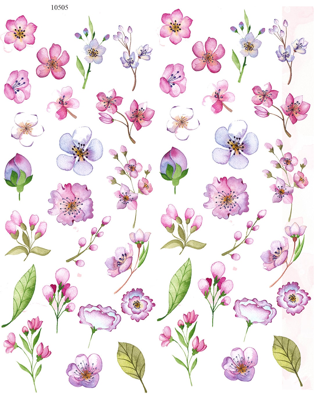 Pretty in Pink Flowers - Ceramic Decals- Enamel Decal - Glass Decal ...