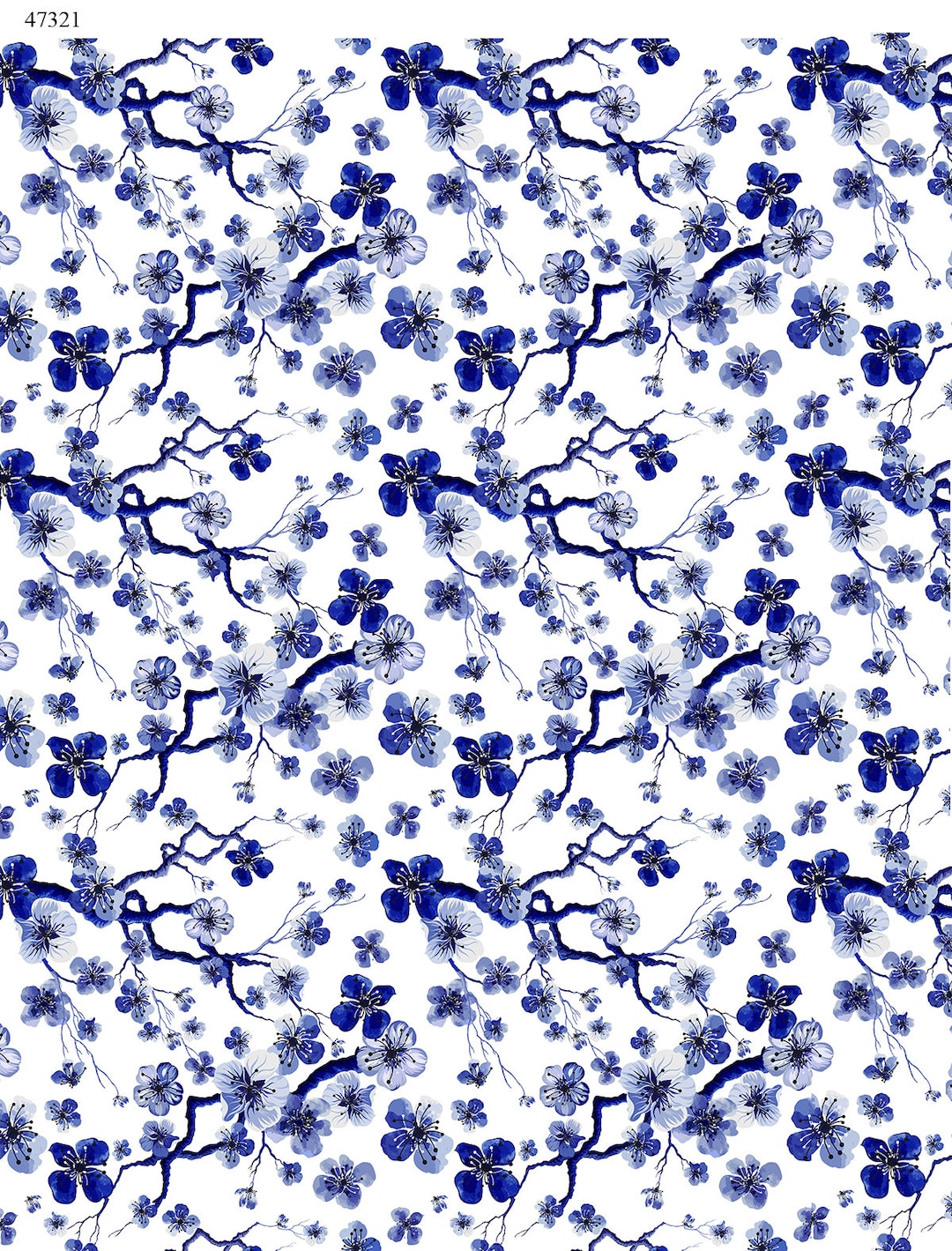 Pretty Cobalt Blue Flowers - Seamless - Ceramic Decals- Enamel Decal ...