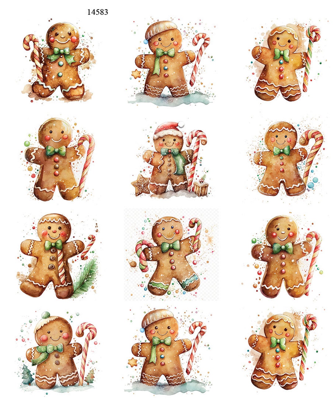 Gingerbread Men - Christmas - Ceramic Decals- Enamel Decal - Fusible ...