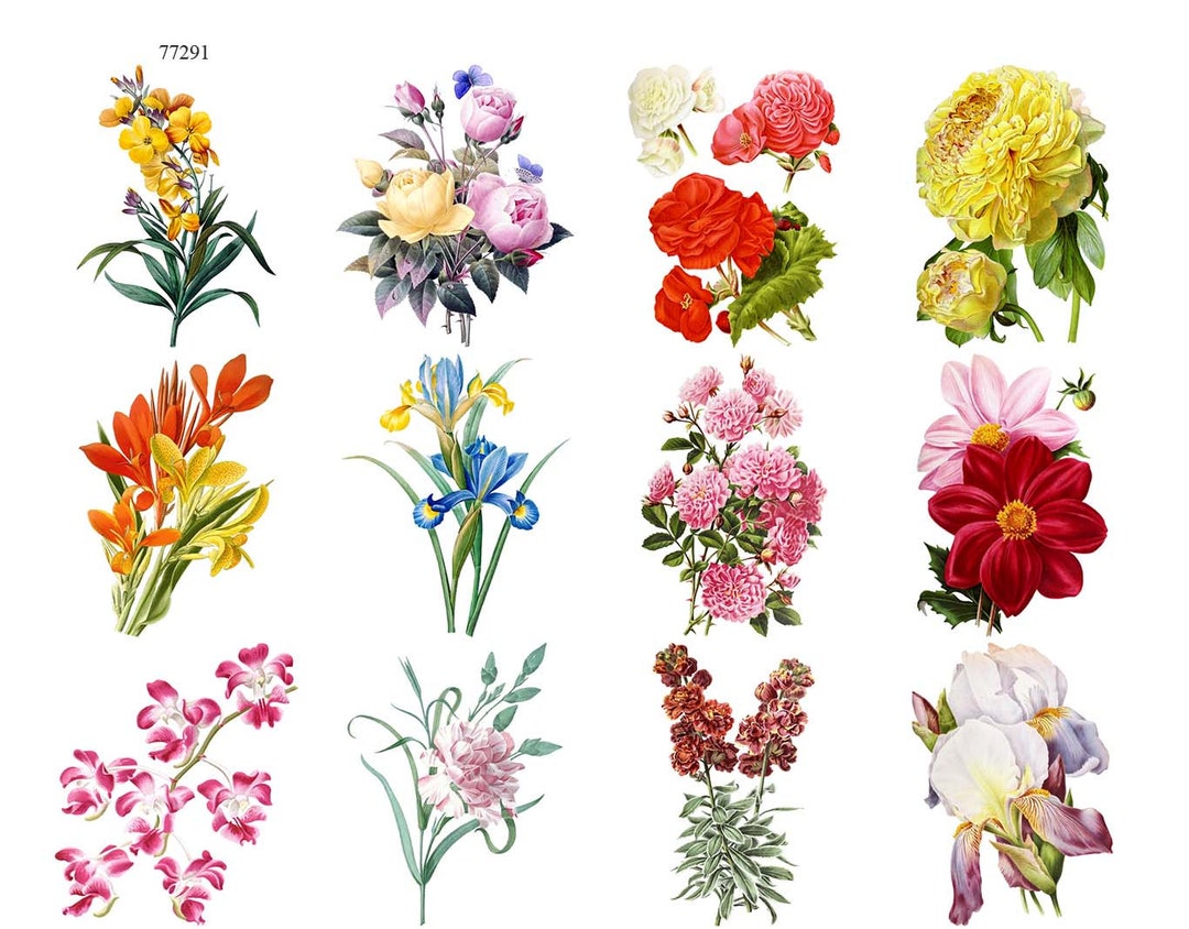 Vintage Flowers II - Ceramic Decals- Enamel Decal - Glass Decal- 77291 ...