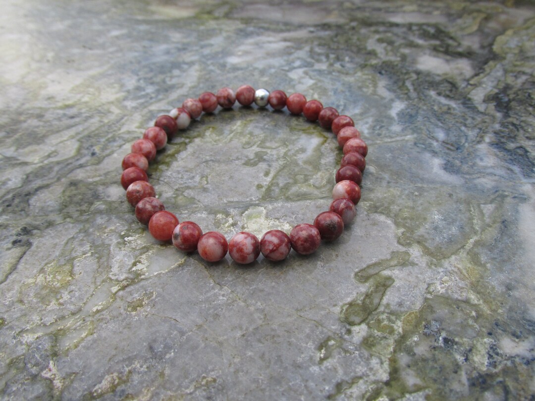 GENUINE Cork Red Marble Celtic Stretch Bracelet 6mm Beads Guaranteed ...