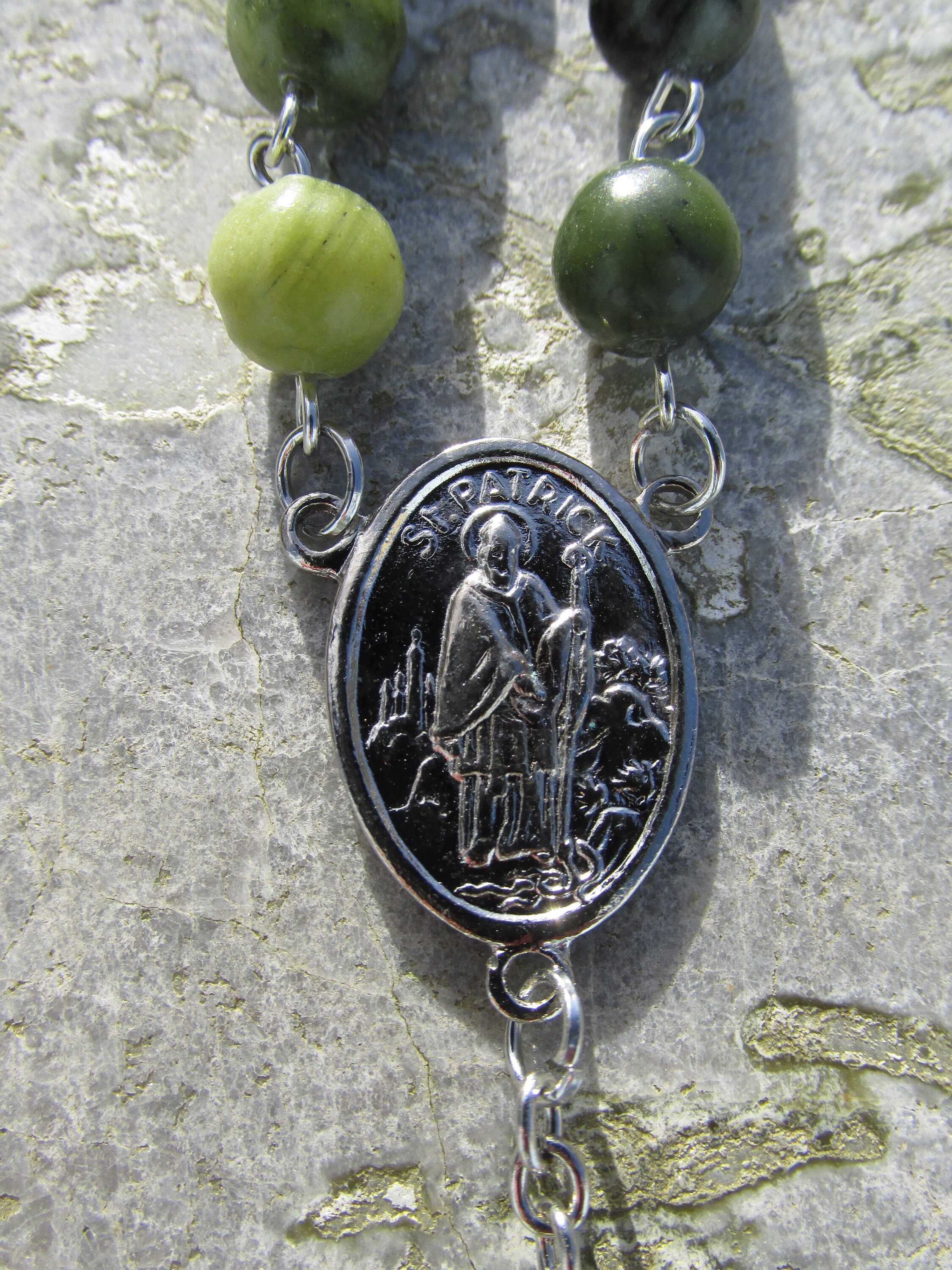 Authentic Irish Connemara Marble Rosary Beads With Celtic Crucifix St ...