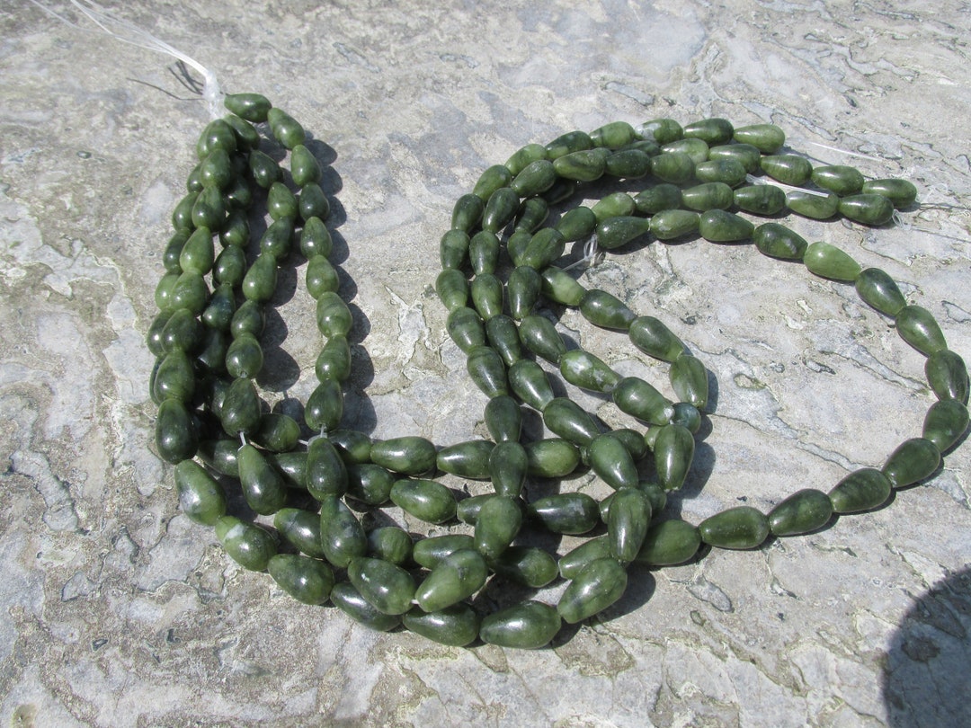 GENUINE Connemara Marble Small Teardrops String 28 Drilled Thru ...