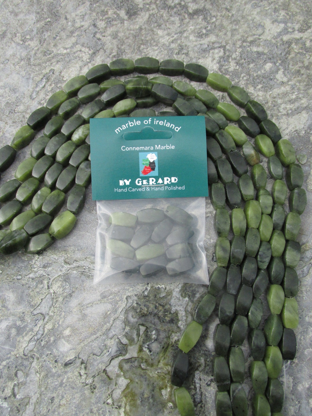 GENUINE Connemara Marble Twist Shaped Beads 1/2 String 12 Pieces ...