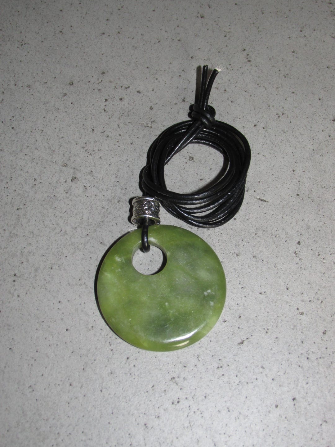GENUINE Connemara Marble Large Round Disc Luck Pendant on Real Leather ...