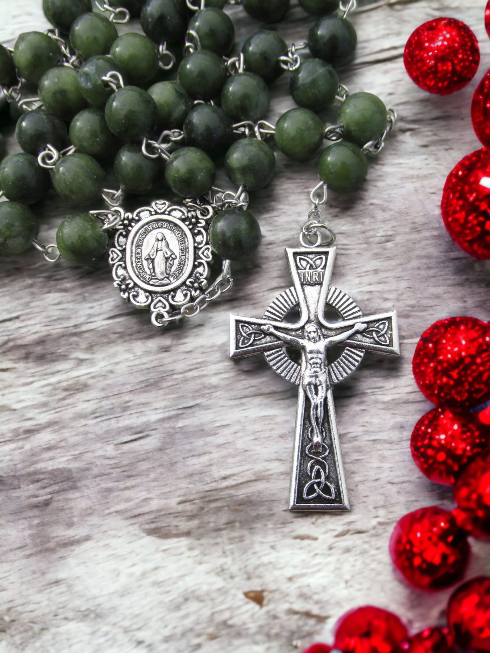 Authentic Irish Connemara Marble Rosary Beads With Celtic Crucifix ...