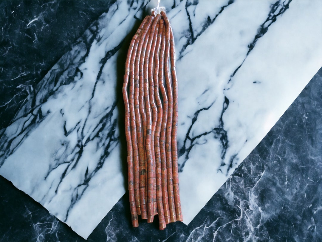 Genuine Cork Red MARBLE 8x8mm Cylinders Drilled Thru Beads X 45 ...