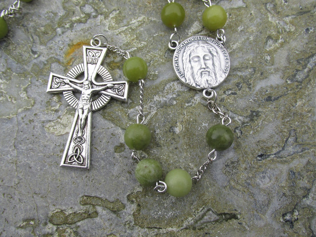 Authentic Irish Connemara Marble Rosary Beads With Celtic Crucifix ...