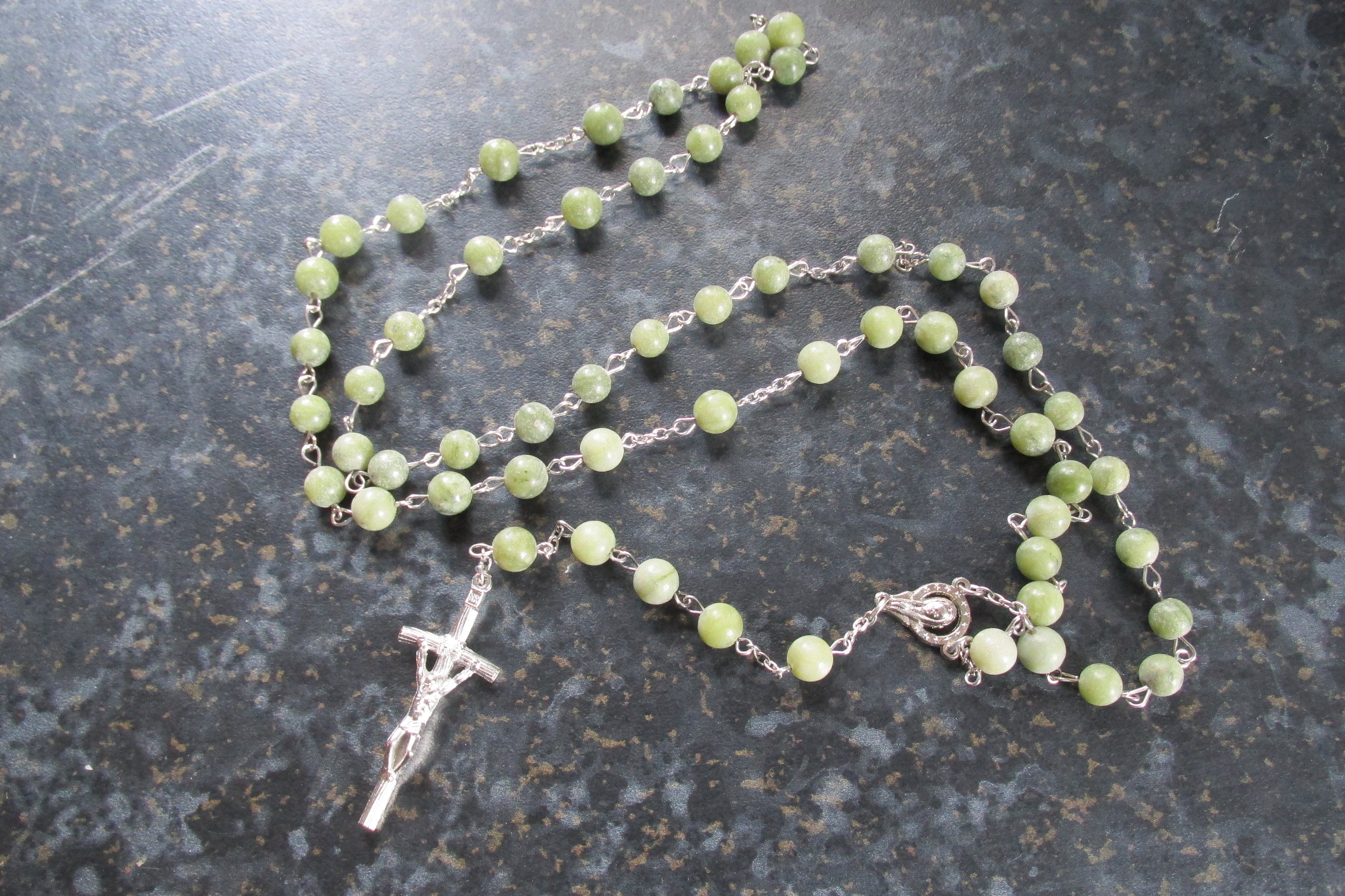 GENUINE Hand Carved Connemara Marble Rosary Beads Guaranteed Irish ...
