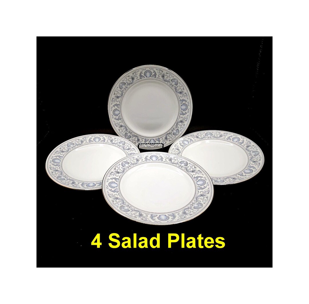 4 Vintage Wedgwood WHITE DOLPHINS 8" Salad/luncheon Plates ~ Bone China ...