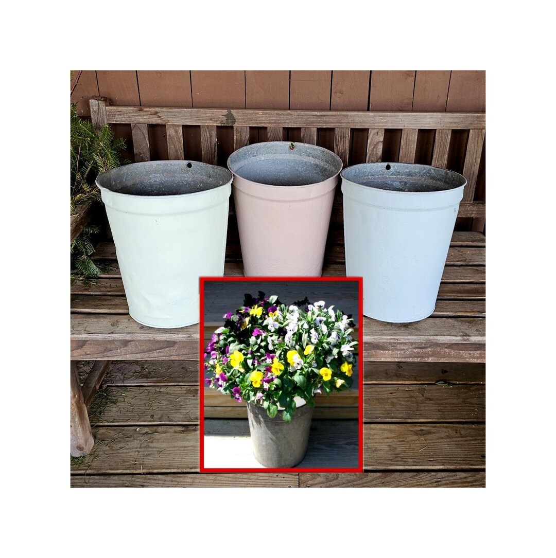 3 Vintage Tall COUNTRY PASTEL Vermont Maple Sap Buckets ~ Farmhouse ...