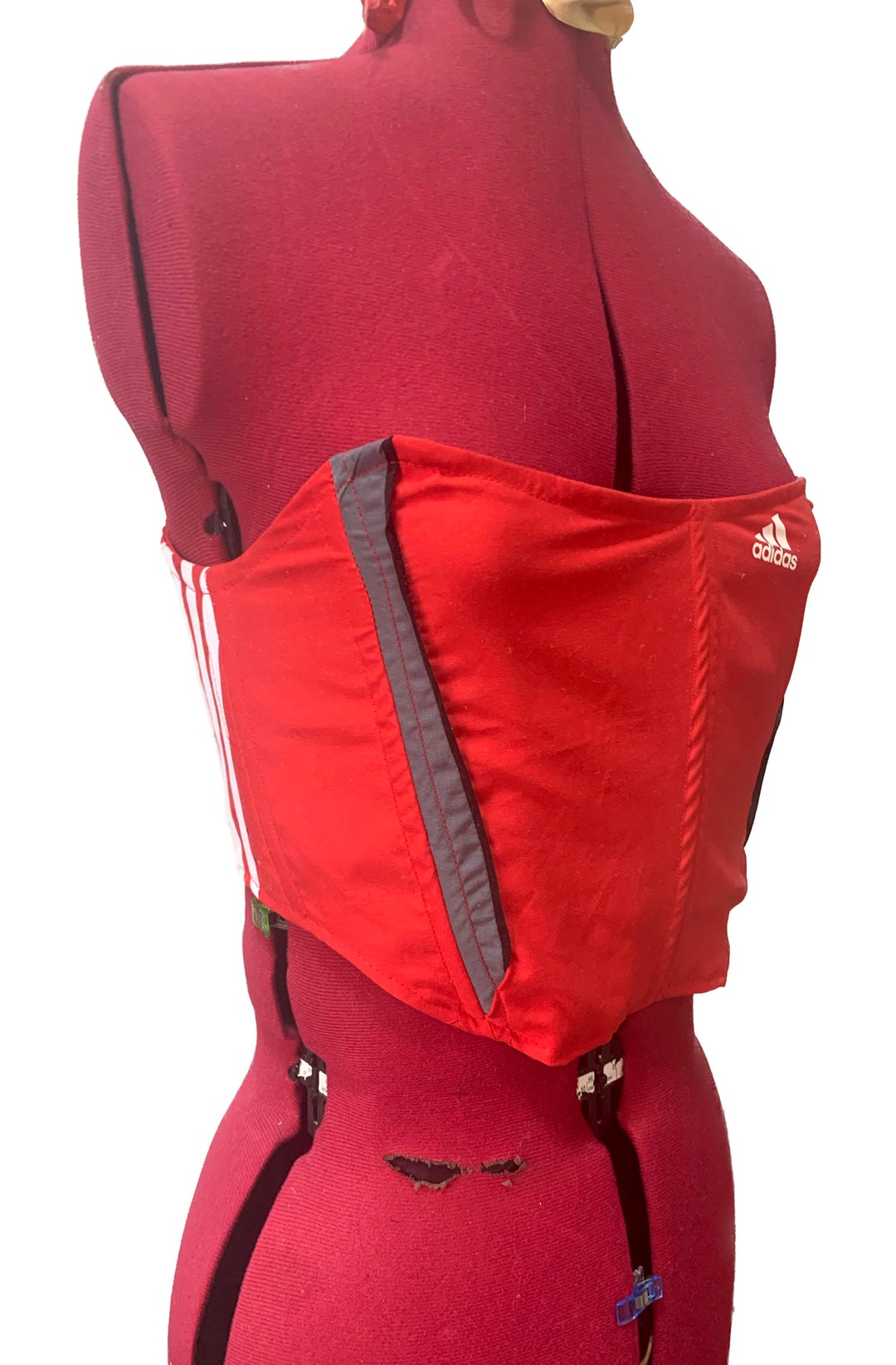Fashion Corset Red, White, and Grey | Upcycled Adidas | UK 6 - UK 12 - Etsy
