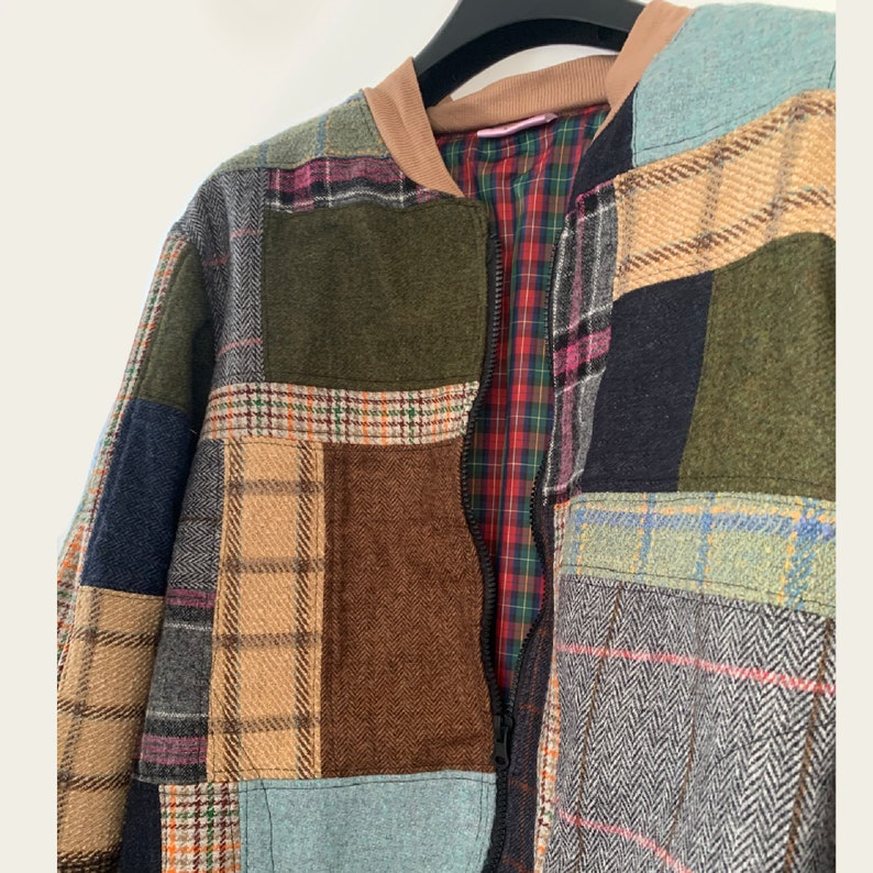 Patchwork Tweed Bomber Jacket | Made to Order - Etsy