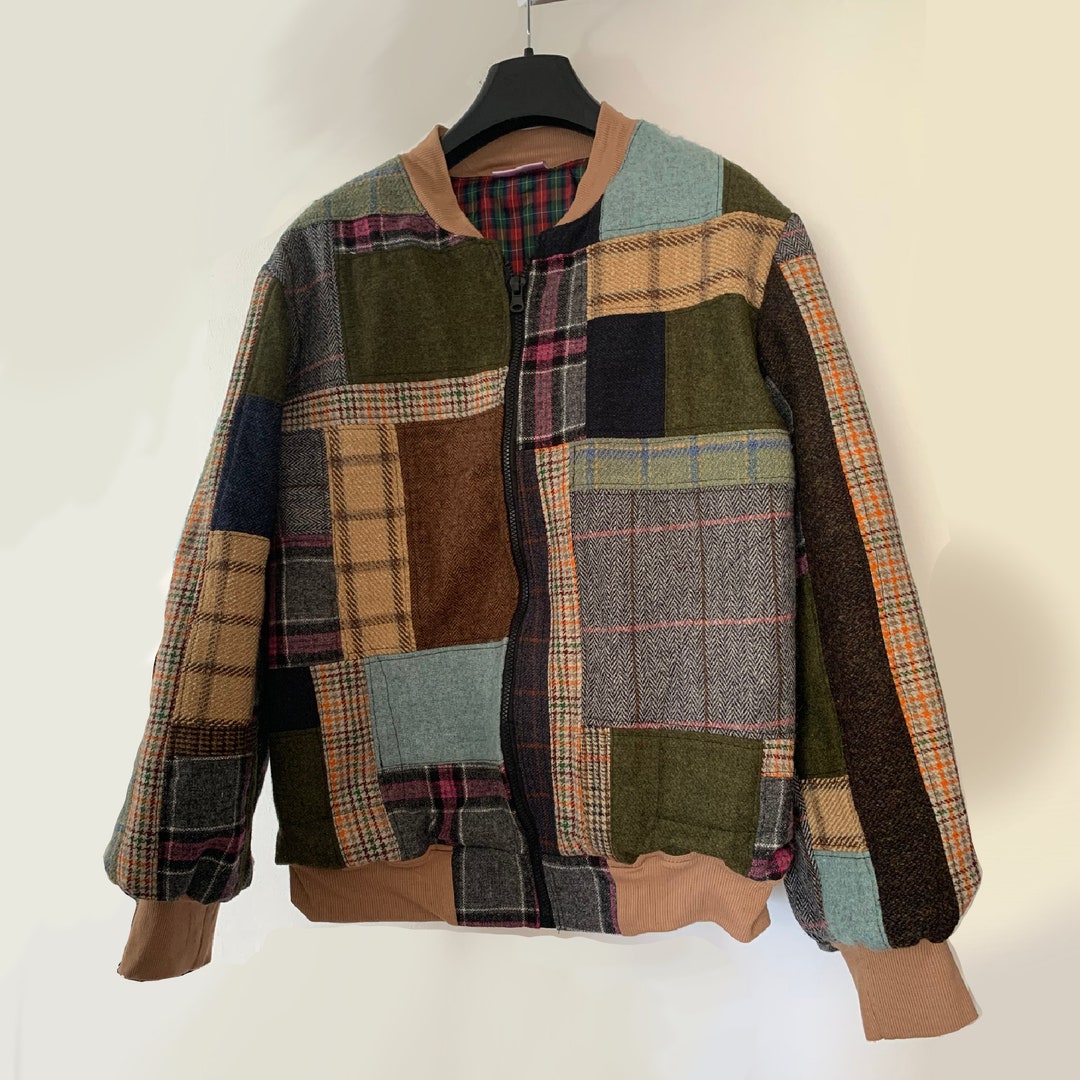 Patchwork Tweed Bomber Jacket | Made to Order - Etsy