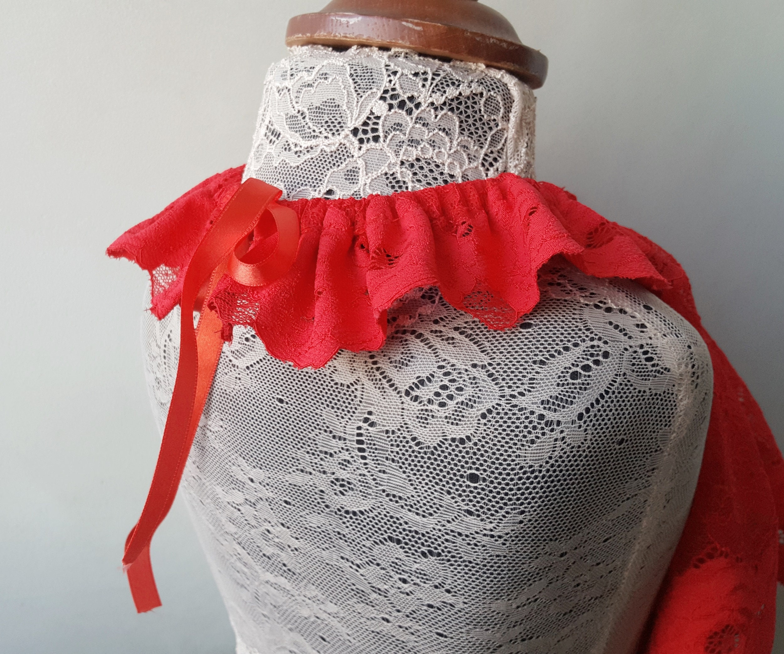 Pirate Cosplay Dark Red Lace Jabot, Vampire Cosplay, Steampunk Wedding ...