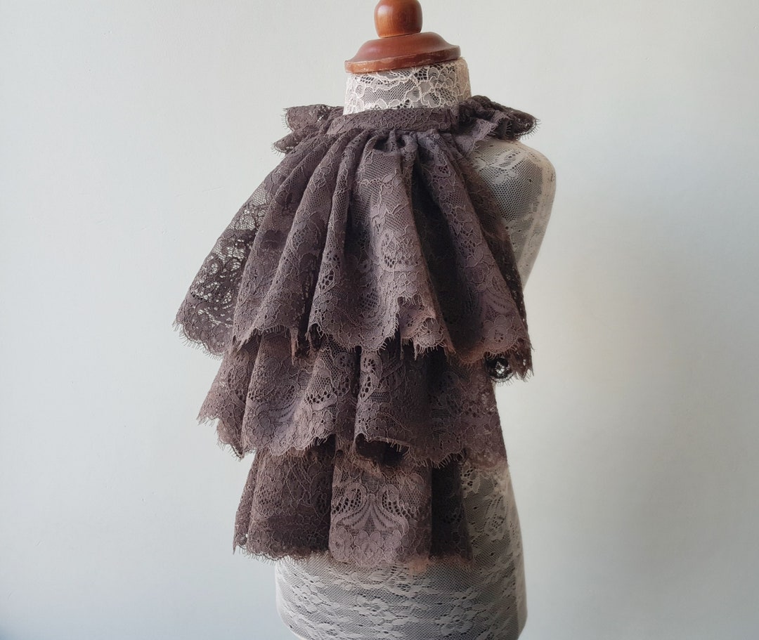 Vampire Cosplay Lace Jabot, Pirate Cosplay, Taupe Brown Steampunk ...