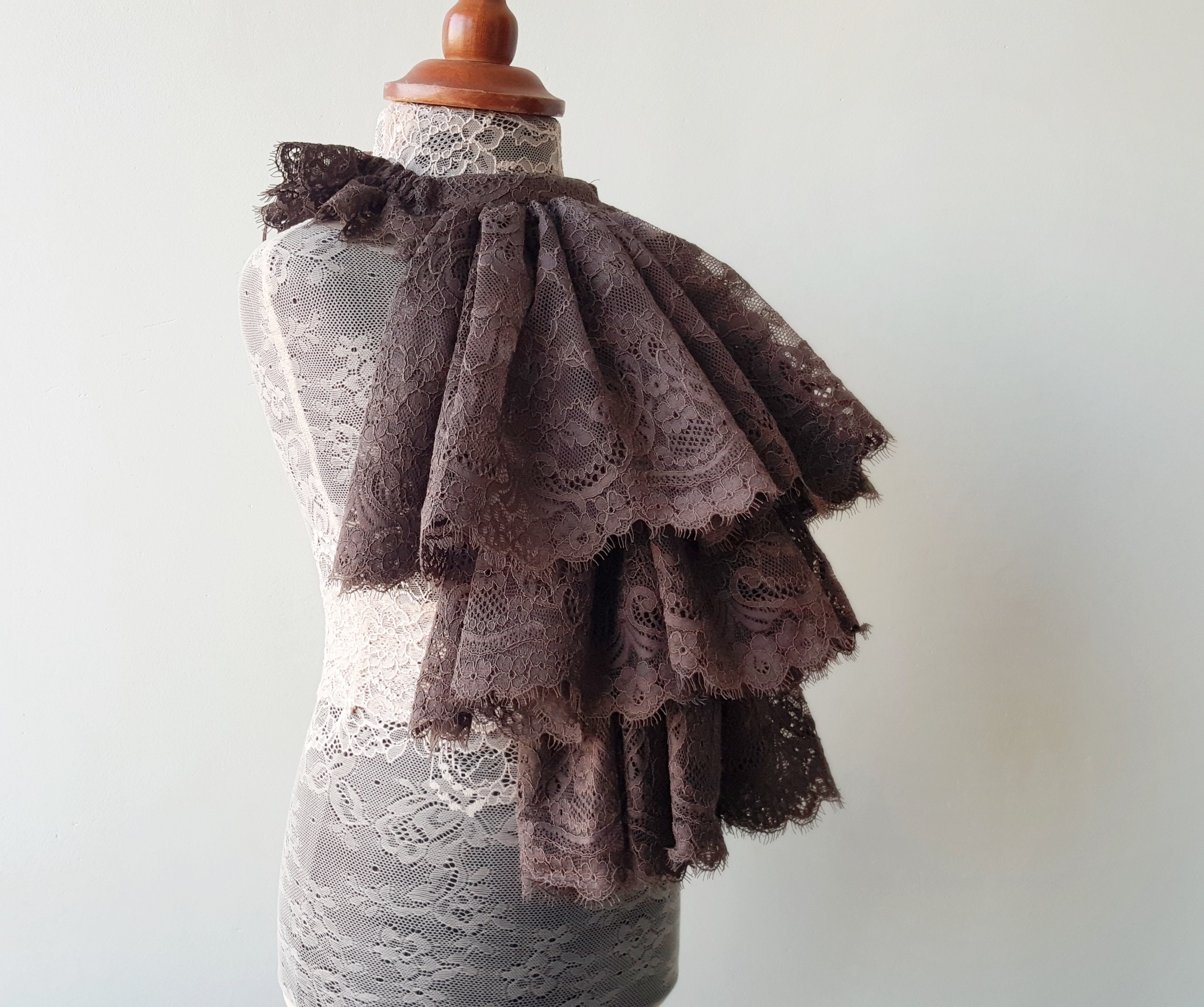 Vampire Cosplay Lace Jabot Pirate Cosplay Taupe Brown - Etsy