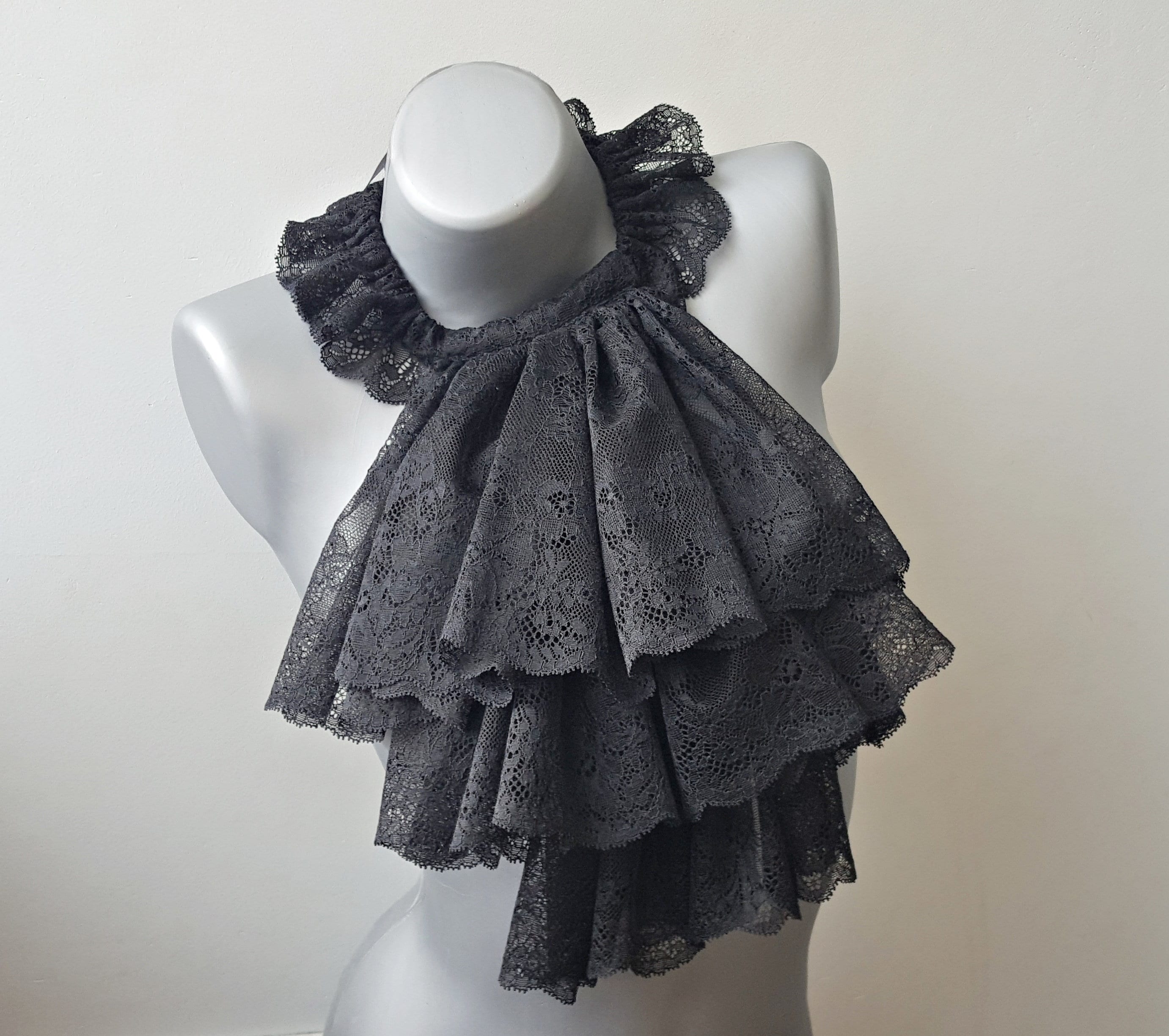 Vampire Cosplay Black Lace Jabot Pirate Cosplay Steampunk - Etsy