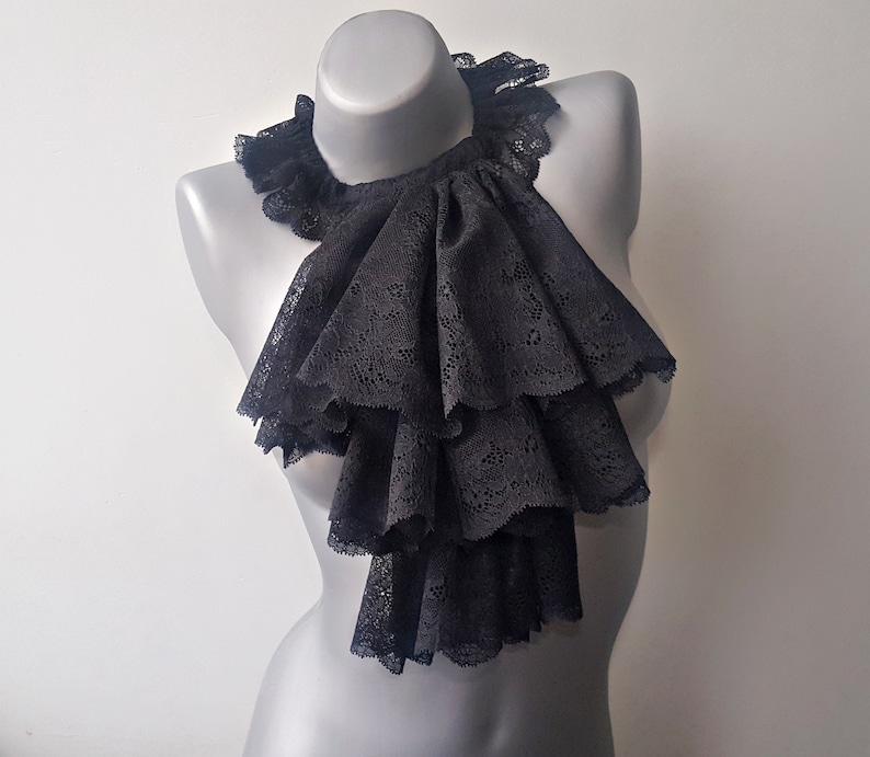 Vampire Cosplay Black Lace Jabot Pirate Cosplay Steampunk - Etsy