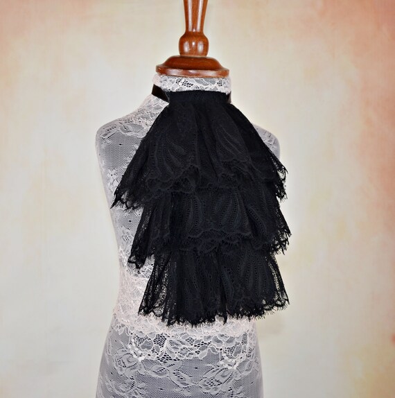 Black Lace Jabot Vampire Pirate Cosplay Steampunk Wedding | Etsy